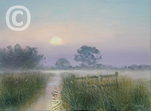 DF Dane oil painting - Moonrise Catfield