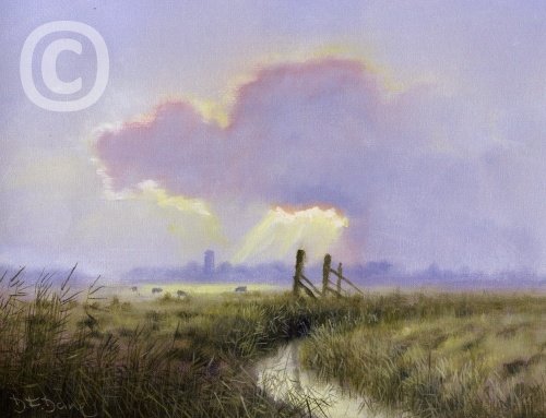 DF Dane oil painting - Summer Clouds - Wickhampton
